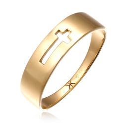 Kuzzoi Ringe - Ring Kreuz Cut Out Unisex 375 Gelbgold - Gr. 64 MM - in Gold - f&uuml;r Damen