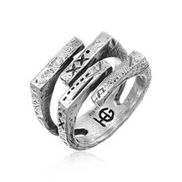 Haze & Glory Ringe - Ring Siegelring - Quadro 925 Silber - Gr. 64 MM - in Silber - f&uuml;r Damen