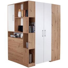 Ondega Eckschrank, Wei&szlig;, Eiche Artisan, Holzwerkstoff, 120x205x150 cm, Beim&ouml;bel erh&auml;ltlich, Schlafzimmer, Kleiderschr&auml;nke, Eckschr&auml;nke
