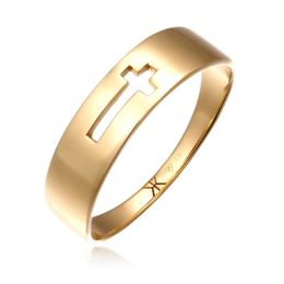 Kuzzoi Ringe - Ring Kreuz Cut Out Unisex 375 Gelbgold - Gr. 64 MM - in Gold - f&uuml;r Damen