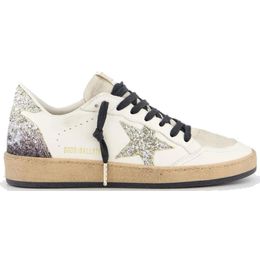 Golden Goose Deluxe Brand Golden Goose Low-Top Sneaker - Dames Ball Star Sneaker Wit/Glitter - Gr. 38 (EU) - in Creme - f&uuml;r Damen