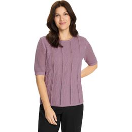 Damen Ajourpullover aus reiner Baumwolle mauve, Gr&ouml;&szlig;e 42
