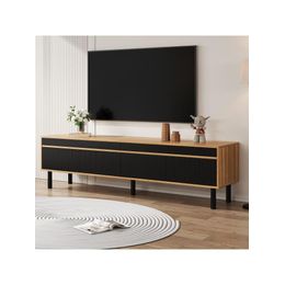 ABRIHOME TV Schrank in Schwarz und Naturholz H&ouml;he 170 X 38 X 47cm | Gr.: onesize