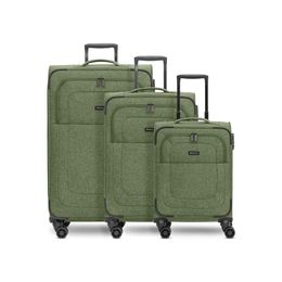 Redolz Essentials 12 THREE SET 4 Rollen Kofferset 3-teilig mit Dehnfalte in olive | Gr.: onesize