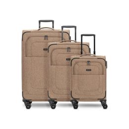 Redolz Essentials 12 THREE SET 4 Rollen Kofferset 3-teilig mit Dehnfalte in coffee | Gr.: onesize