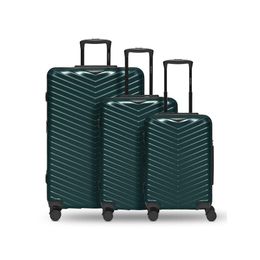 Redolz Essentials 18 4 Rollen Kofferset 3-teilig mit Dehnfalte in Metallic-Green Shiny | Gr.: onesize