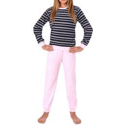 Normann Frottee Pyjama langarm Schlafanzug B&uuml;ndchen Streifen - 50622 in marine | Gr.: 170/176