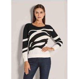 Madeleine Mode MADELEINE Sommer-Pullover mit Intarsien-Design in schwarz / wei&szlig; | Gr.: 48