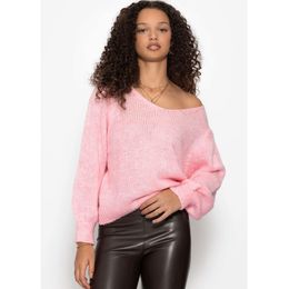 SASSYCLASSY Pullover mit V-Ausschnitt in rosa | Gr.: S