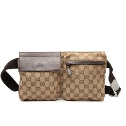Gucci Bauchtaschen - GG Canvas Double Pocket Belt Bag - Gr. ONE SIZE - in Braun - f&uuml;r Damen