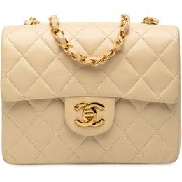 Chanel Hobo Bags - Mini Square Classic Lambskin Single Flap - Gr. unisize - in Braun - f&uuml;r Damen