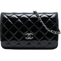 Chanel Hobo Bags - CC Quilted Patent Wallet On Chain - Gr. unisize - in Schwarz - f&uuml;r Damen