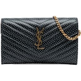 SAINT LAURENT Hobo Bags - Quilted Chevron Calfskin Polka Dot Monogram Envelo - Gr. unisize - in Schwarz - f&uuml;r Damen