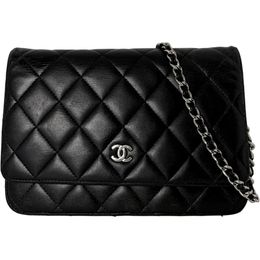 Chanel Hobo Bags - Chanel Wallet on Chain Bag Schwarz silberne Hardwa - Gr. unisize - in Schwarz - f&uuml;r Damen