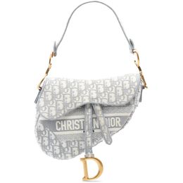 Christian Dior Hobo Bags - Oblique Embroidered Canvas Saddle Bag - Gr. unisize - in Grau - f&uuml;r Damen