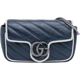 Gucci Hobo Bags - Super Mini GG Marmont Matelasse Leather Torchon Fl - Gr. unisize - in Blau - f&uuml;r Damen