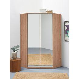 Eckschrank Rauch "Kleiderschrank Schrank Garderobe W&auml;scheschrank VANDOR", braun (eiche artisan), B:117cm H:197cm T:104cm, Holzwerkstoff, Schr&auml;nke, Eckschrank, voll ausgestattet, viel Stauraum, Spiegel vollfl&auml;chig MADE IN GERMANY