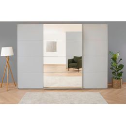 Schwebet&uuml;renschrank Rauch "Kleiderschrank Schrank Garderobe BESTSELLER KOLUNA mit Spiegel", grau (seidengrau), B:315cm H:210cm T:62cm, Holzwerkstoff, Schr&auml;nke, Schwebet&uuml;renschrank, inkl. 2 Innenschubladen sowie extra Einlegeb&ouml;den MADE IN GERMANY, Topseller