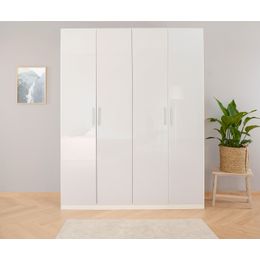 Dreht&uuml;renschrank Rauch "Kleiderschrank Schrank Garderobe KOLUNA mit Hochglanz-Front", wei&szlig; (alpinwei&szlig;, hochglanz wei&szlig;), B:181cm H:229cm T:54cm, Holzwerkstoff, Schr&auml;nke, Dreht&uuml;renschrank, Hochglanzfront, inkl. 2 Innenschubladen sowie extra B&ouml;den
