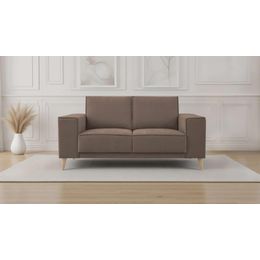 2-Sitzer OTTO HOME, B:164cm H:85cm T:83cmbraun, 100% Polyester, Sofas, "Oland Skandi, weicher Chenille-Stoff", 164 cm, Wellenunterfederung,