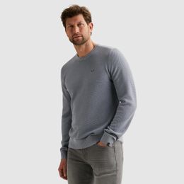 PME-Legend Rundhalspullover PME LEGEND, Herren, Gr. L, hydrangea, Strick, Obermaterial: 50% Baumwolle, 50% Modal, regular fit normal, Rundhals, Rippb&uuml;ndchen, Pullover Rundhalspullover, mit Logo Stickerei