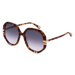 Chlo&eacute; Chlo&eacute; CH0105S | Unisex-Sonnenbrille | Fassung: Vollrand, Geometrisch, Acetat, Havanna Gl&auml;nzend | Glasfarbe: Grau Verlaufend