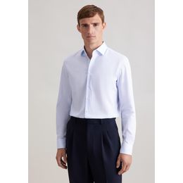Businesshemd Seidensticker "Schwarze Rose", Jungen, Gr. M (39), normale &Auml;rmell&auml;ngen, blau, 100% Baumwolle, bedruckt, slim fit, 2-Knopf-Manschette, Hemden, Slim 1/1 Kentkragen Druck