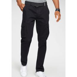 H.I.S. Cargohose H.I.S, Herren, Gr. 31, N-Gr, schwarz, Web, Obermaterial: 98% Baumwolle, 2% Elasthan, unifarben, regular fit lang, Hosen Cargohose