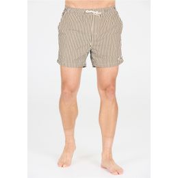 Badeshorts Virtus "Cullen", Herren, Gr. M, EURO-Gr&ouml;&szlig;en, braun (braun, wei&szlig;), Polyamid, gestreift, Badehosen Badeshorts, aus atmungsaktivem Material
