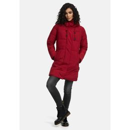 Winterjacke Marikoo "Kaituu XVI", Damen, Gr. 4XL, rot (dunkelrot), Obermaterial: 100% Polyester; Innenseite: 100% Polyester; Futter: 100% Polyester; Wattierung: 100% Polyester, Jacken Winterjacke, mit gro&szlig;er Kapuze, Topseller