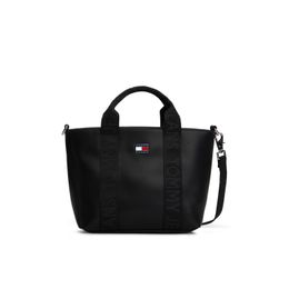Tragetasche Tommy Jeans "TJW DAILY ELEVATED MINI TOTE", Damen, Gr. B/H/T: 22cm x 20cm x 14cm, schwarz, Lederimitat, Taschen, Damen Umh&auml;ngetasche, Schultertasche mit logobedruckten Band