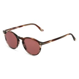 Tom Ford FT0904 | Unisex-Sonnenbrille | Fassung: Vollrand, Rund, Acetat, Havanna Transparent | Glasfarbe: Rose