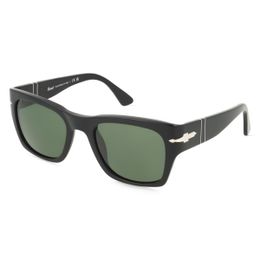 Persol 0PO3384S | Unisex-Sonnenbrille | Fassung: Vollrand, Quadratisch, Acetat, Schwarz | Glasfarbe: Gr&uuml;n