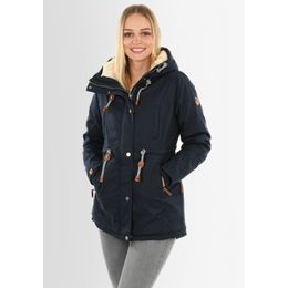 Winterjacke Navahoo "Ireliaa", Damen, Gr. M (38), blau (navy), Obermaterial: 100% Baumwolle; Innenseite: 100% Polyester; Futter: 100% Polyester, Jacken Winterjacke, mit warmen Teddyfell
