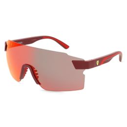 Scuderia Ferrari 0FZ6024U | Herren-Sonnenbrille | Fassung: Randlos, Eckig, Kunststoff, Rot Matt | Glasfarbe: Grau Spiegel Rot