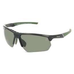 Timberland TB00056 | Herren-Sonnenbrille | Fassung: Halbrand, Eckig, Kunststoff, Schwarz Gl&auml;nzend | Glasfarbe: Gr&uuml;n Verlaufend