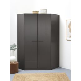 Eckschrank Rauch "Kleiderschrank Schrank Garderobe W&auml;scheschrank VANDOR", grau (graumetallic), B:117cm H:197cm T:104cm, Holzwerkstoff, Schr&auml;nke, Eckschrank, voll ausgestattet, viel Stauraum, MADE IN GERMANY