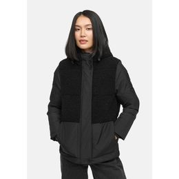Winterjacke Marikoo "Sheeta", Damen, Gr. XL, schwarz, Obermaterial: 100% Polyester; Futter: 100% Polyester; Wattierung: 100% Polyester; &Auml;rmelfutter: 100% Polyester, Jacken Winterjacke, Kombination aus Teddyfleece und glattem Material