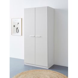 Dreht&uuml;renschrank Rauch "Kleiderschrank Schrank Garderobe W&auml;scheschrank VANDOR", wei&szlig; (alpinwei&szlig;), B:91cm H:197cm T:54cm, Holzwerkstoff, Schr&auml;nke, Dreht&uuml;renschrank, in drei Breiten, H&ouml;he 197 cm, Griffe in Graumetallic MADE IN GERMANY