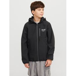 Jack & Jones Softshelljacke JACK & JONES JUNIOR "JJTHEO wasserabweisend und pflegeleicht f&uuml;r Alltag", Jungen, Gr. 128, schwarz, Web, Obermaterial: 100% Polyester, unifarben, regular fit normal, eingefasste Kante, Jacken Softshelljacke, Polyester, regular fit