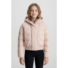 Blouson Calvin Klein Jeans "ARCHIVE GRID PUFFER JACKET", M&auml;dchen, Gr. 16 (176), spanish villa, Web, Obermaterial: 100% Polyamid, unifarben, regular fit taillenbedeckt, mit Gummizug, Jacken Blouson, f&uuml;r Kinder bis 16 Jahre, mit Kapuze