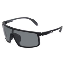 Adidas SP0057 | Unisex-Sonnenbrille | Fassung: Vollrand, Monoscheibe, Kunststoff, Schwarz Matt | Glasfarbe: Grau