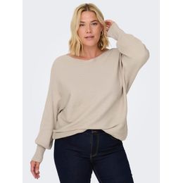 Strickpullover Only CARMAKOMA "CARNEW ADALINE LIFE L/S PULLOVER KNT", Damen, Gr. M, grau (pumice stone), Strick, Obermaterial: 80% Viskose, 20% Nylon, unifarben, normal normal, Rundhals, Pullover Strickpullover, Viskosemischung