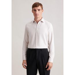 Flanellhemd Seidensticker "Schwarze Rose", Herren, Gr. S (38), normale &Auml;rmell&auml;ngen, beige, 100% Baumwolle, Fischgratmuster, slim fit, 2-Knopf-Manschette, Hemden, Slim 1/1 Kentkragen Fischgrat