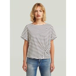 G-Star Raw T-Shirt G-STAR "Striped Knot Top", Damen, Gr. L, milk, deep braun stripe, Obermaterial: 100% Baumwolle, Shirts T-Shirt