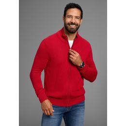 MAN'S WORLD Strickjacke MAN'S WORLD "neue Farben", Herren, Gr. L (52/54), rot (dunkelrot), Grobstrick, Obermaterial: 50% Baumwolle, 50% Polyacryl, unifarben, Basic, regular fit, ohne Ausschnitt, Rippstrickb&uuml;ndchen, Strickjacken Strickjacke, aus Baumwollmischung