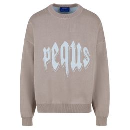 Rundhalspullover PEQUS "PEQUS PEQUS Mythic Knit Sweater", Damen, Gr. M, concrete, 100% Baumwolle, mehrfarbig, oversize, Rundhals, Pullover Rundhalspullover