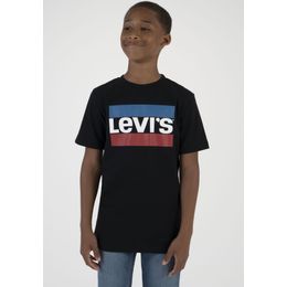 T-Shirt LEVI'S KIDS "LVB SPORTSWEAR LOGO TEE", Jungen, Gr. 5/110, schwarz, Single Jersey, Obermaterial: 100% Baumwolle, bedruckt, Basic schmal h&uuml;ftlang, Rundhals, Shirts T-Shirt, for BOYS