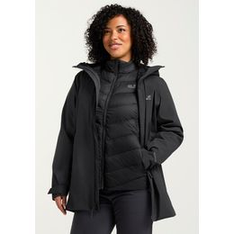 3-in-1-Funktionsjacke Jack Wolfskin "ICECAPE 3IN1 DOWN JKT W RDS", Damen, Gr. L (42/44), schwarz, Au&szlig;enjacke: Oberstoff: 100% POLYESTER; Futter 1: 100% POLYESTER ; Innenjacke: Oberstoff: 100% POLYESTER; F&uuml;llung 1: 90% WEI&szlig;E ENTENDAUNEN, 10% FEDER; F&uuml;llung 1: 90% ENTENDAUNEN, 10% FEDER; Futter 1: 100% POLYESTER, Jacken