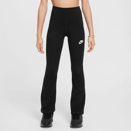 Shorts Nike Sportswear "Nike Sportswear Classic Girls' High-Waisted Flared Leggings", Jungen, Gr. L (152/158), N-Gr, schwarz, wei&szlig;, Obermaterial: 50% Baumwolle, 42% Polyester, 8% Elasthan, Hosen Shorts, blickdichtes Design, mit Elasthan-Anteil